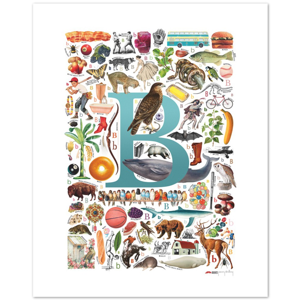 B is for Brave - a poster with English B words – rouxposter.com