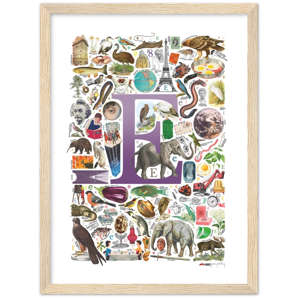 E is for Explore - a poster with English E words – rouxposter.com