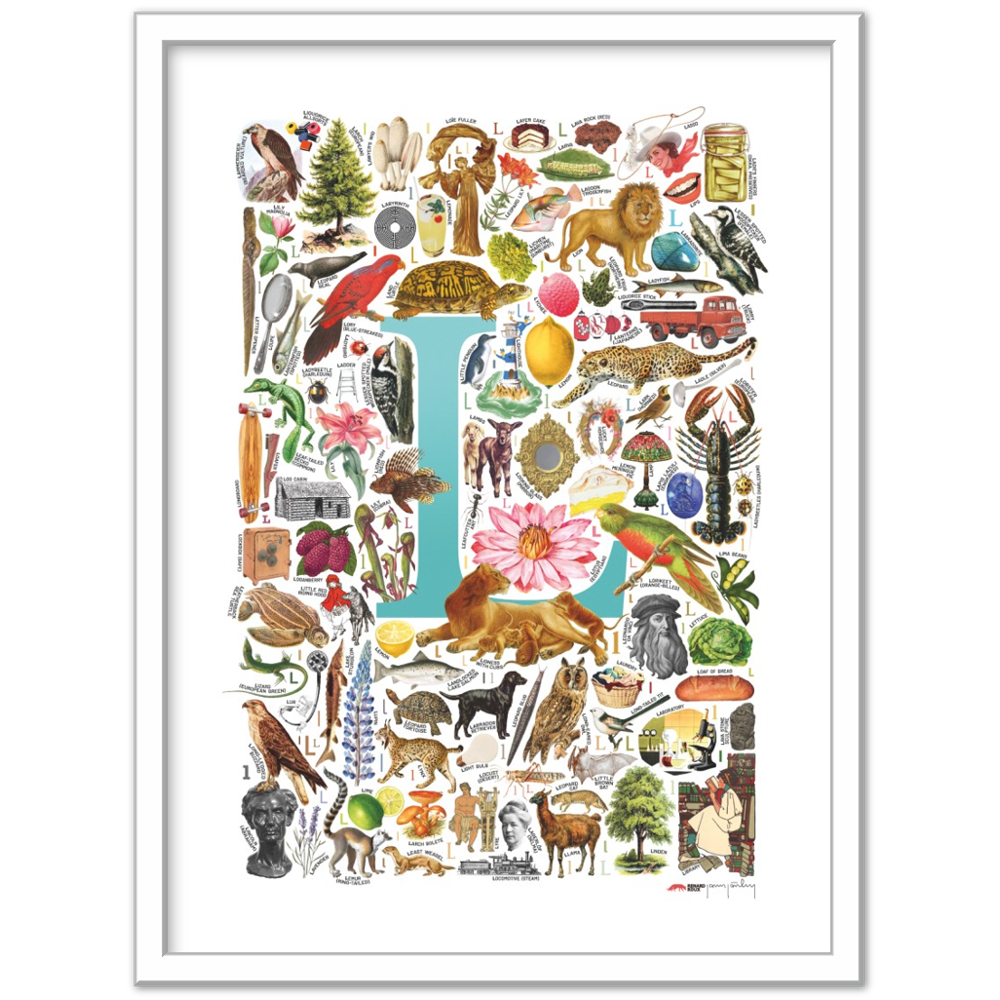 L is for Learning - a poster with English L words – rouxposter.com